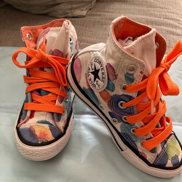 Converse | Shoes | Converse Watercolor Girls Chucks Size2 | Poshmark